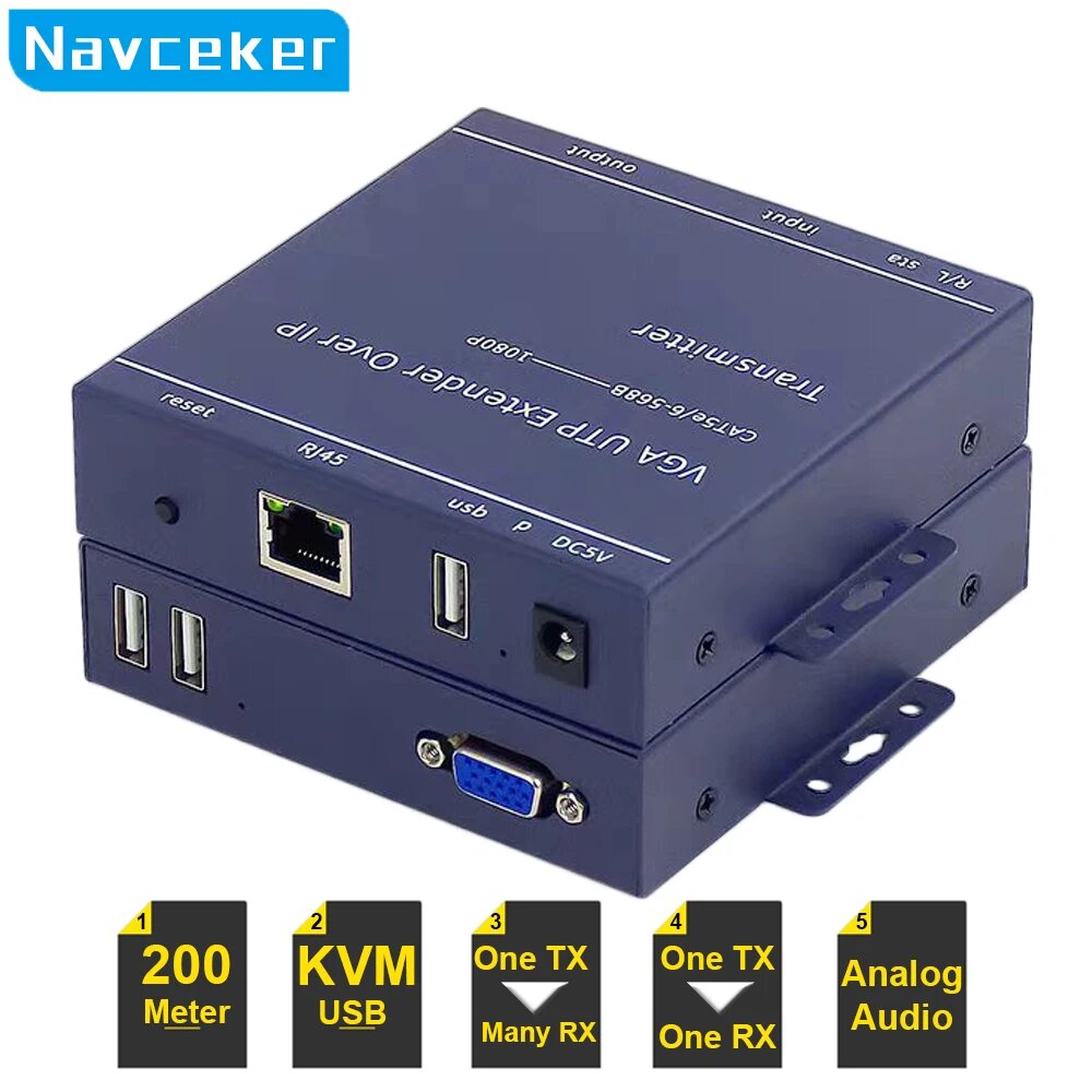 Navceker 200m IP VGA KVM Extender