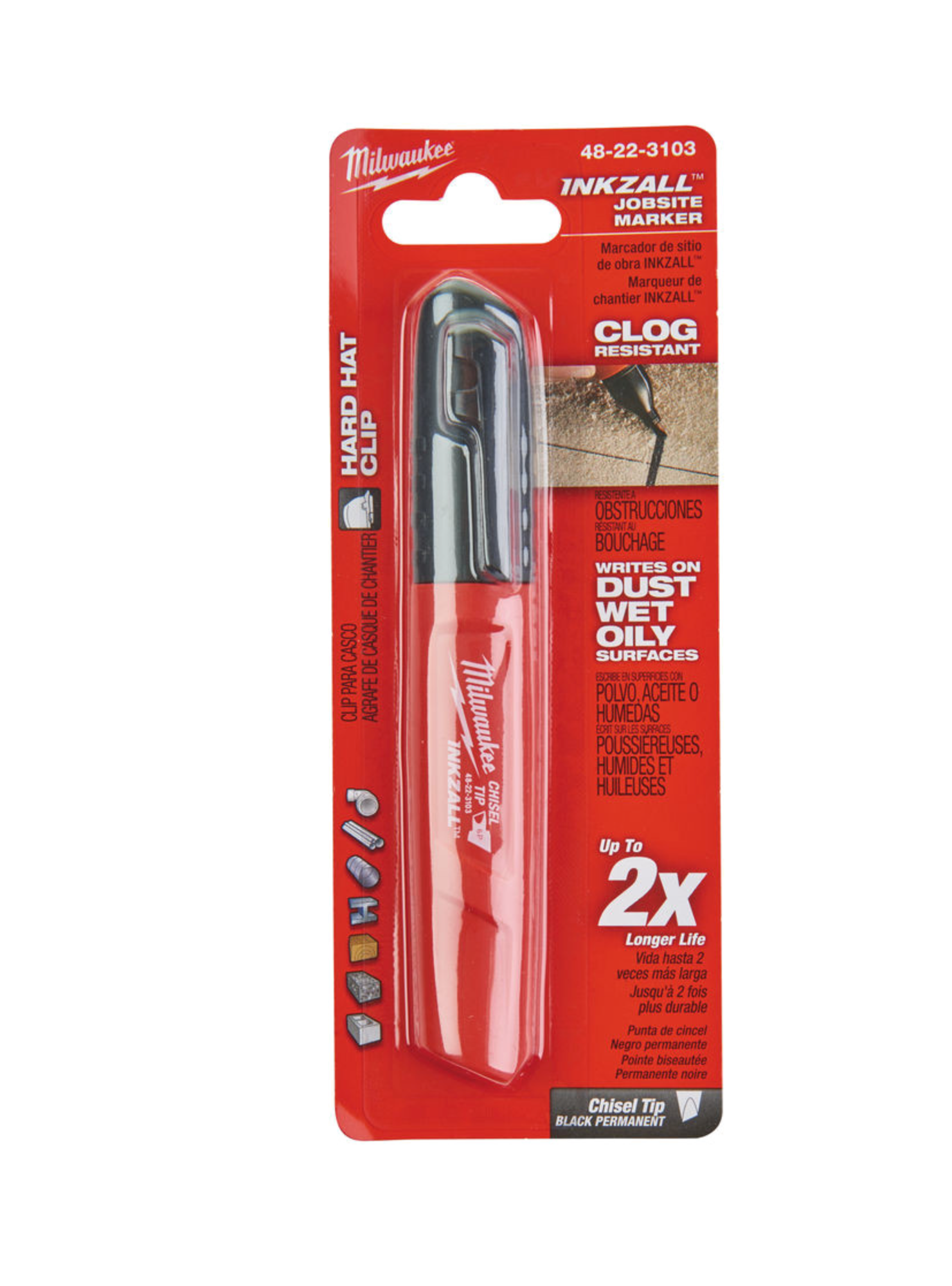 Маркер Milwaukee черный inkzall скошенный, 48223103 (48-22-3103)