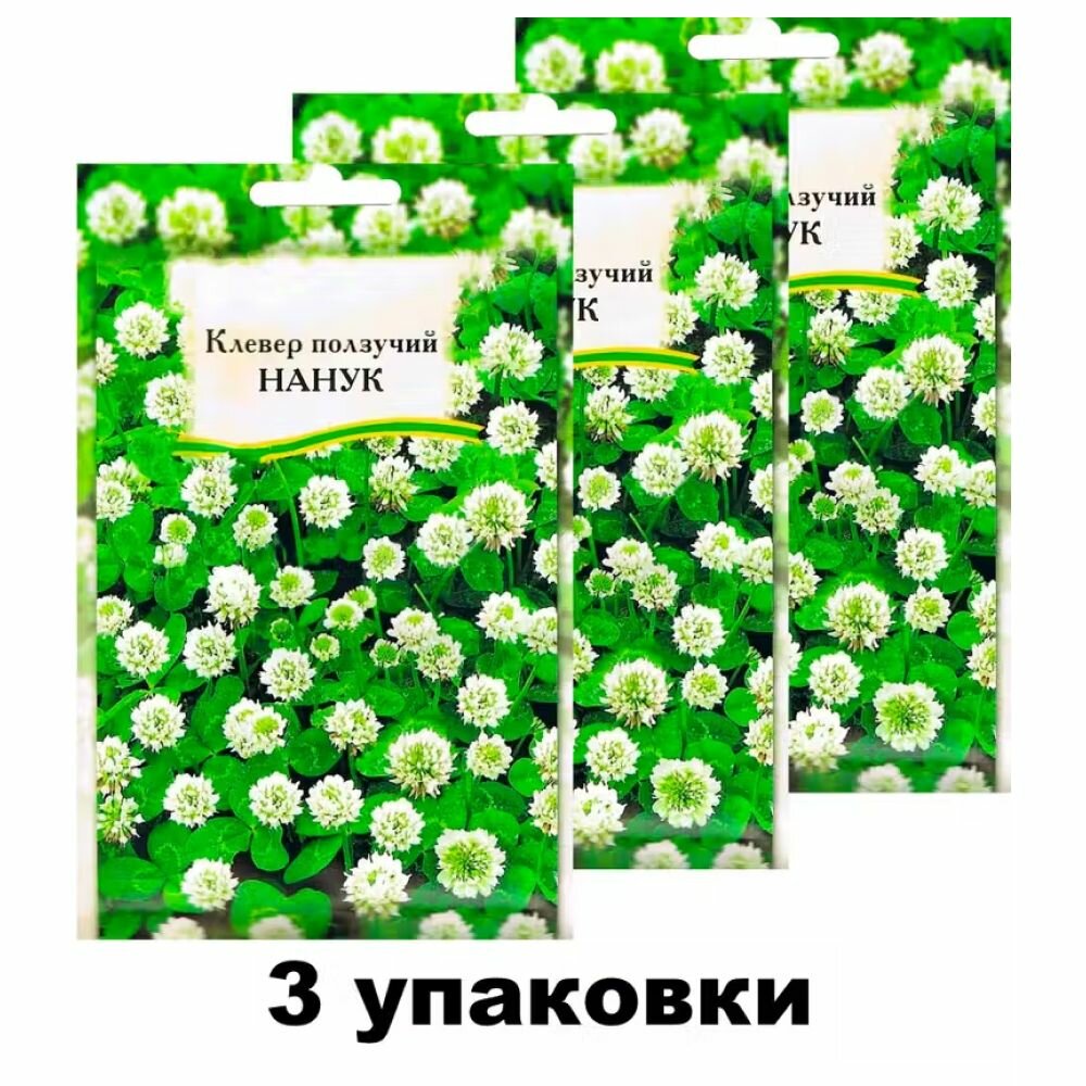 Сидерат "Клевер ползучий", 3 упаковки по 20 г: за газоном из клевера легко ухаживать, его можно косить очень редко, это не ведет к потере его опрятного внешнего вида