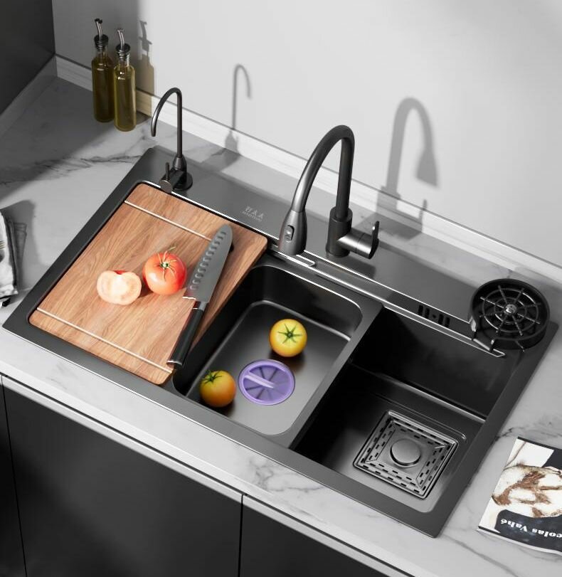 Многофункциональная раковина наномойка с дозатором мыла 80*45 см, Краны для чистой воды, Чашечная шайба