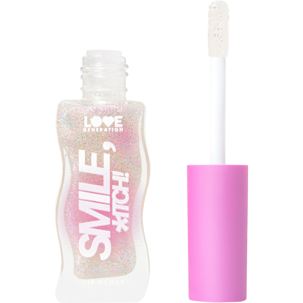 Блеск для губ Love Generation Smile, *itch! тон 01 прозрачный с мерцающими блестками, 10 мл