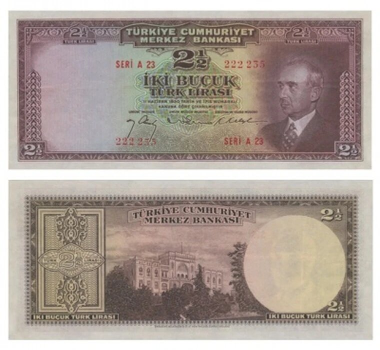 2 1/2 лиры 1947 Турция, сувенирная копия, банкноты и купюры редкие коллекционные