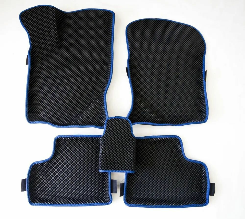 Ковры ЕВА в салон для Лада Гранта , Калина (2011-н. в.)/ комплект ковров ЕВА ромб черный (синий кант) с бортом