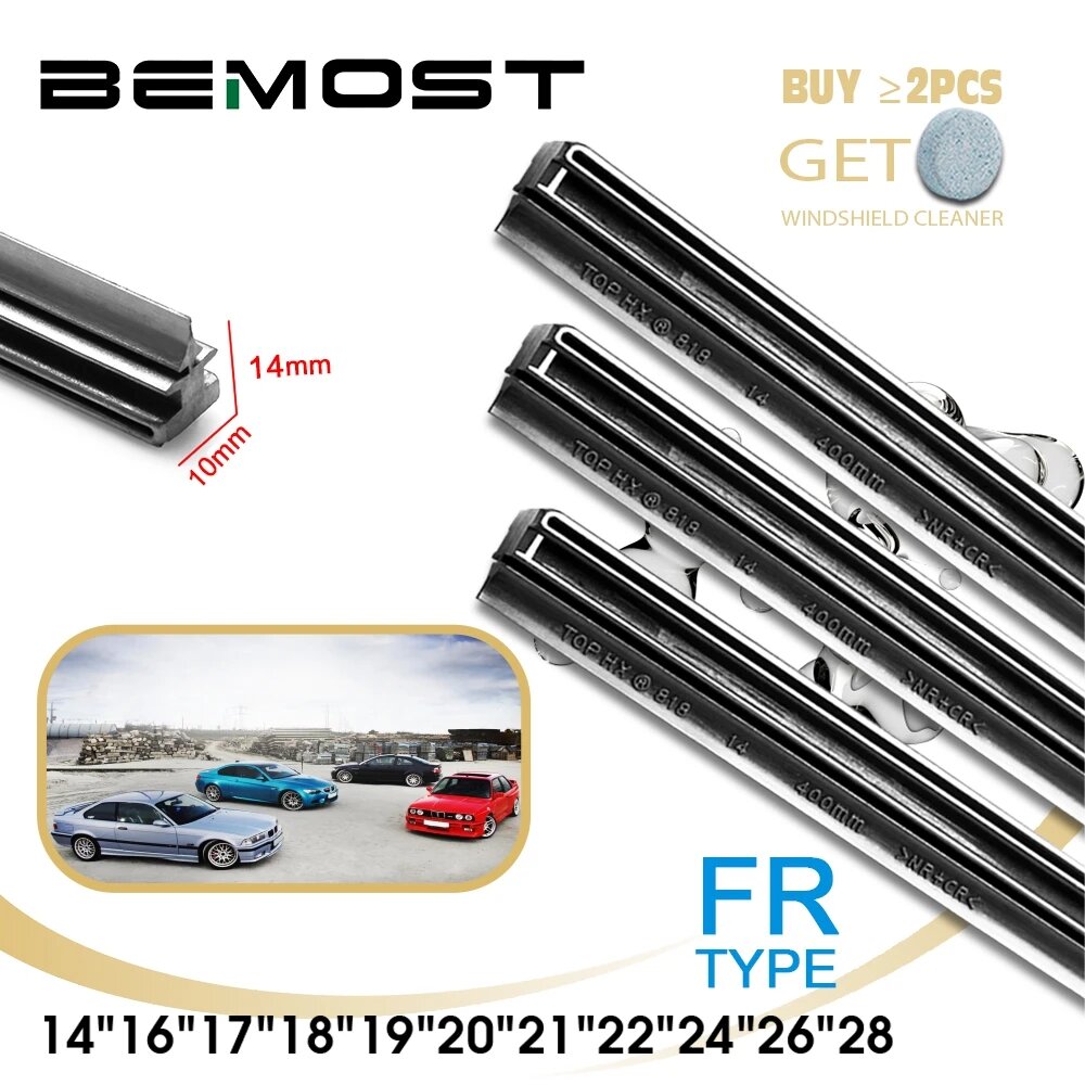 Полоски дворников BEMOST для автомобиля, Резиновая лента для дворников вставка автомобиля, 14, 16, 17, 18, 19, 20, 21, 22, 24, 26, 28 FR тип, дворники, автомобильные аксессуары 1 Pc 22 inch