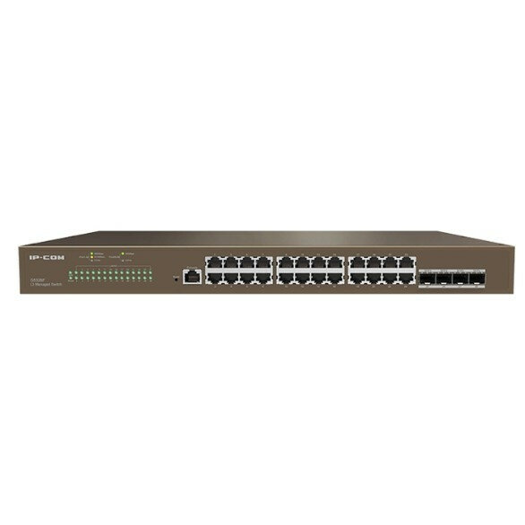 IP-COM G5328F Коммутатор управляемый 3 уровня L3, 28 портов, 24x1 Гбит/с, SFP+ 4x10 Гбит/с, установка в стойку 1U