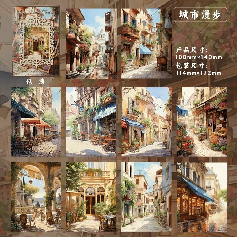 Бумага для скрапбукинга, зеленый лес ретро-пейзаж, можно писать, комплект 30 листов в коробке, для творческих открыток и бумажного декора DIY