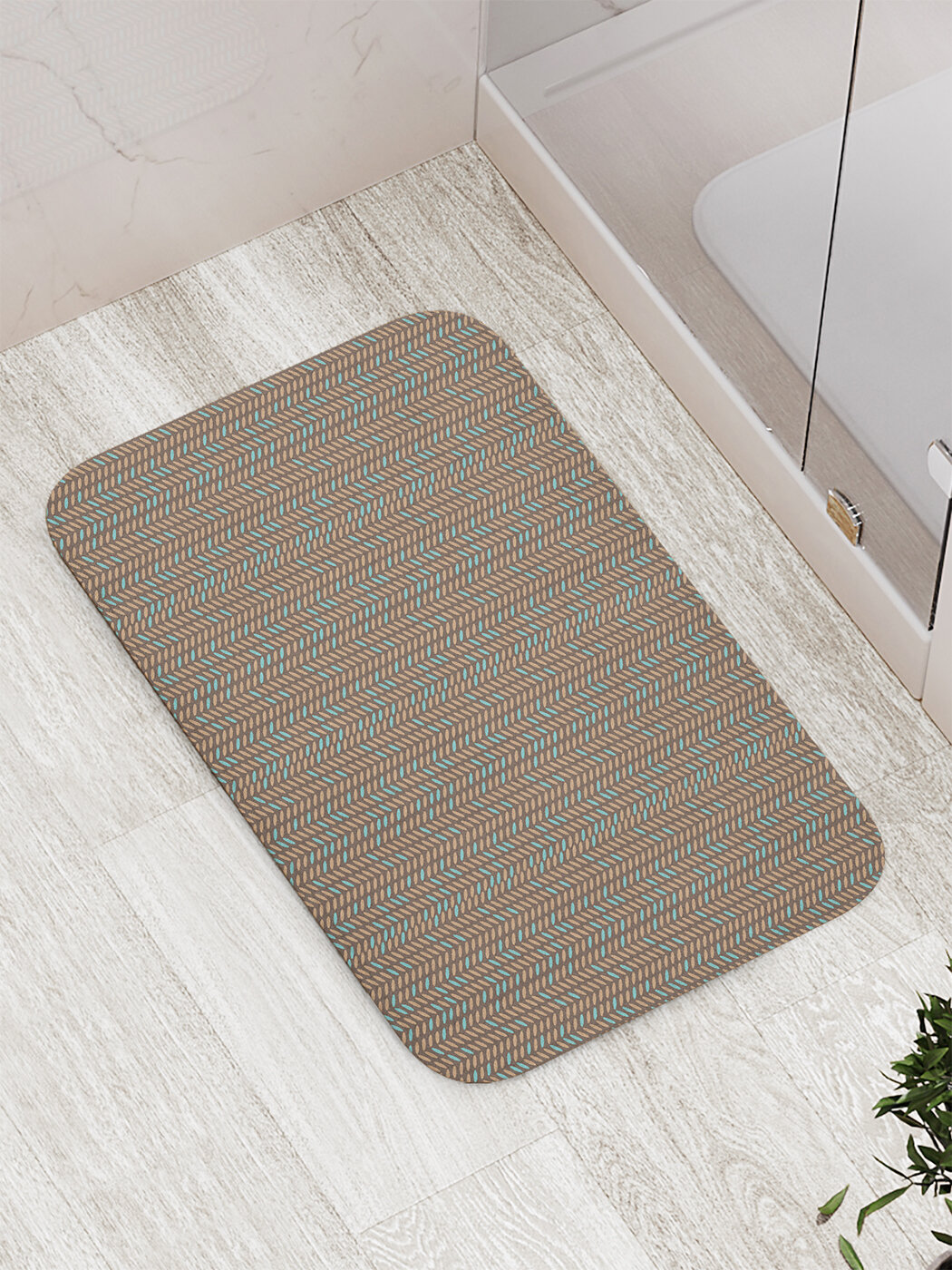 Коврик для ванной комнаты, туалета "Лиственное плетение" противоскользящий, 52х77 см, JoyArty