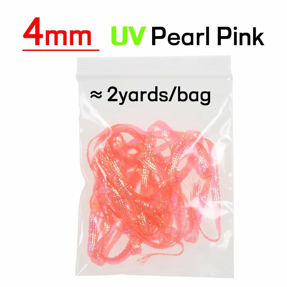 4 мм UV Pearl Pink тесьма для вязания мух, 2 ярда