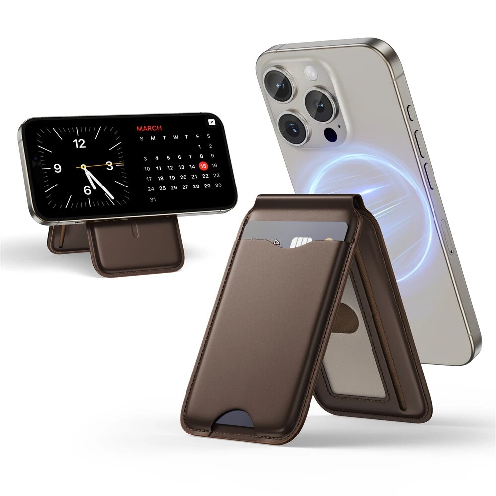 LULULOOK Магнитный держатель для карт-кошелька, кожаная подставка для телефона для Vintage Brown