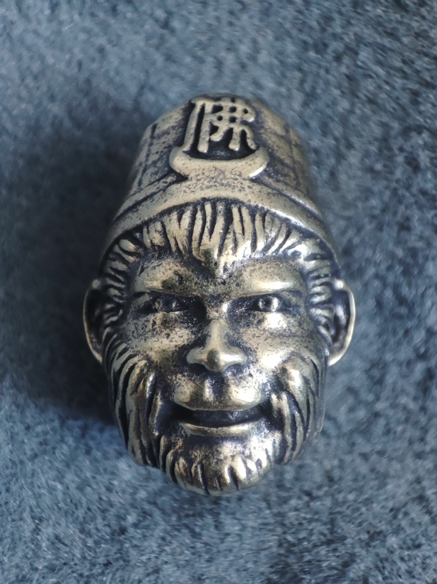 Бусина "Разумная обезьяна", ручная работа, латунь, 2,5х2 см, бронзовый цвет