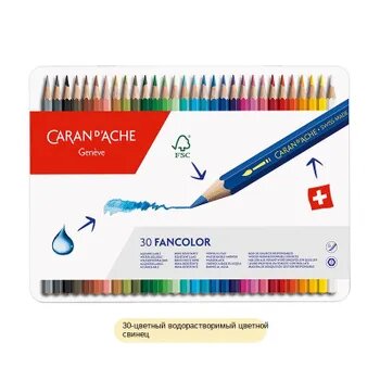 Caran d'Ache Набор карандашей, вид карандаша: Акварельный, 30 шт.