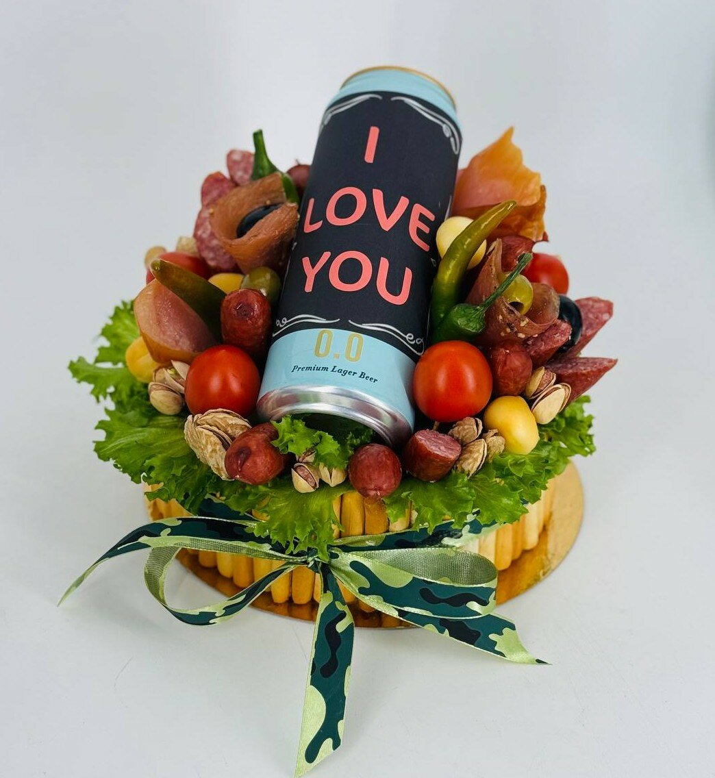 Бенто торт колбасный мясной халяль для любимого мужчины, женщины. Подарок на 14 февраля