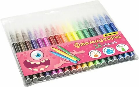 Фломастеры Silwerhof Монстрики 9мм 145мм круг. пулевидный пиш. наконечник Вентилируемый 12цв. пакет