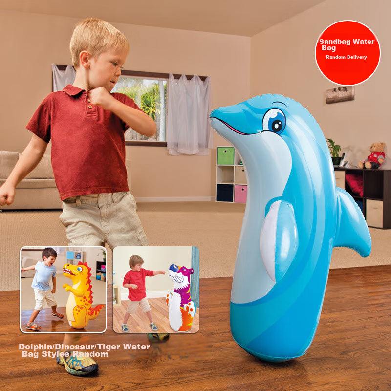 INTEX Inflatable Punching Bag, Children's Fitness Boxing Exercise Toy, Dolphin/Dinosaur/Magical Dragon Sandbag Water Bag Style Randomly Sent