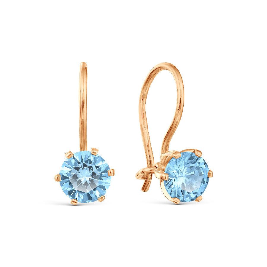 Серьги, красное золото, 585 проба, фианит