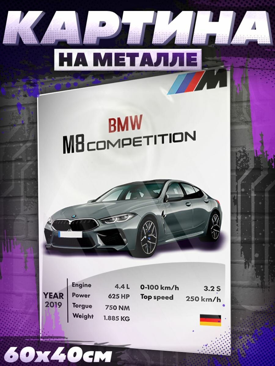 Постеры на стену интерьерные BMW М8 Competition машина БМВ