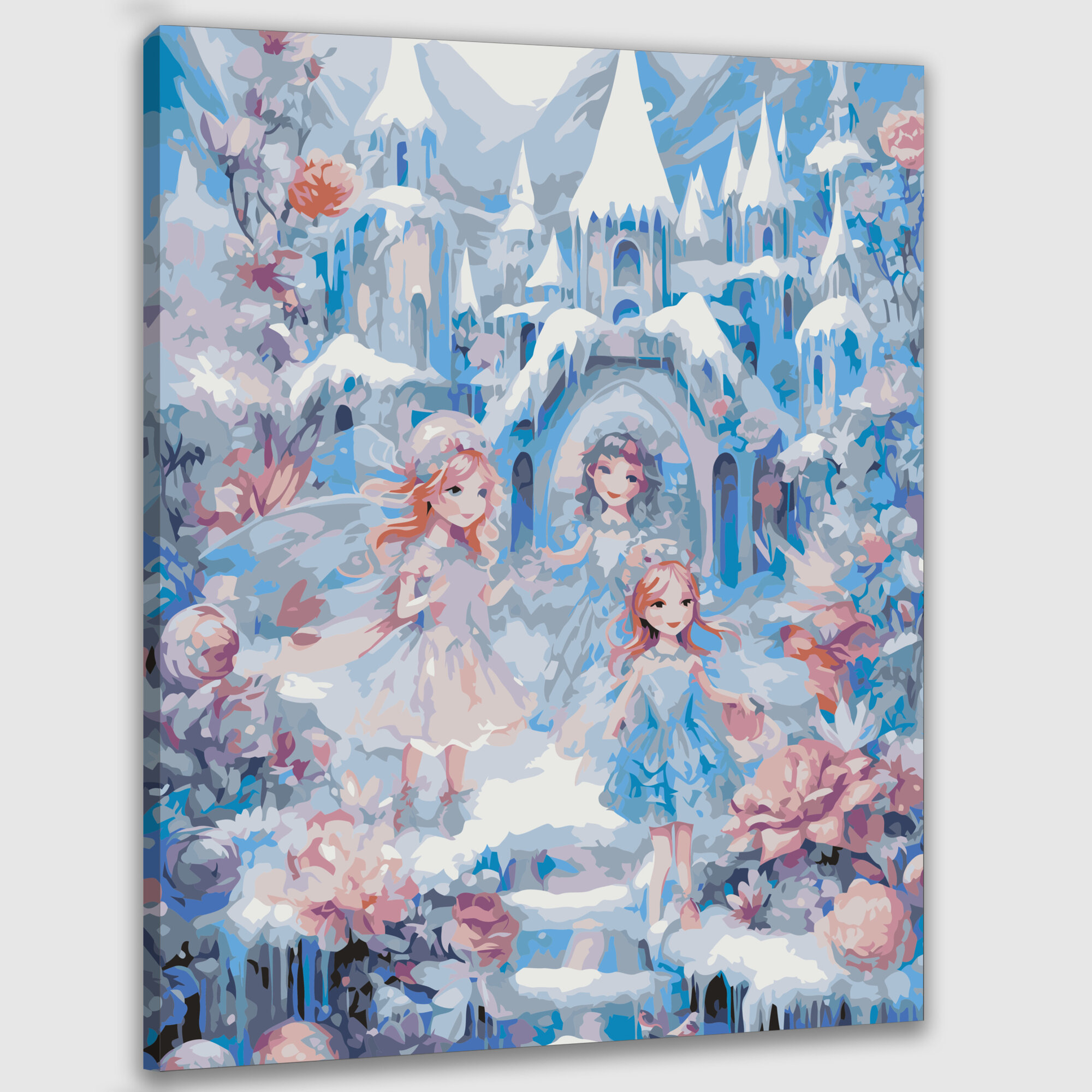 Картина по номерам 40x50 см, иллюстрация, морозные сказки, озорные феи, нежные сосульки, морозные наряды, волшебный лес