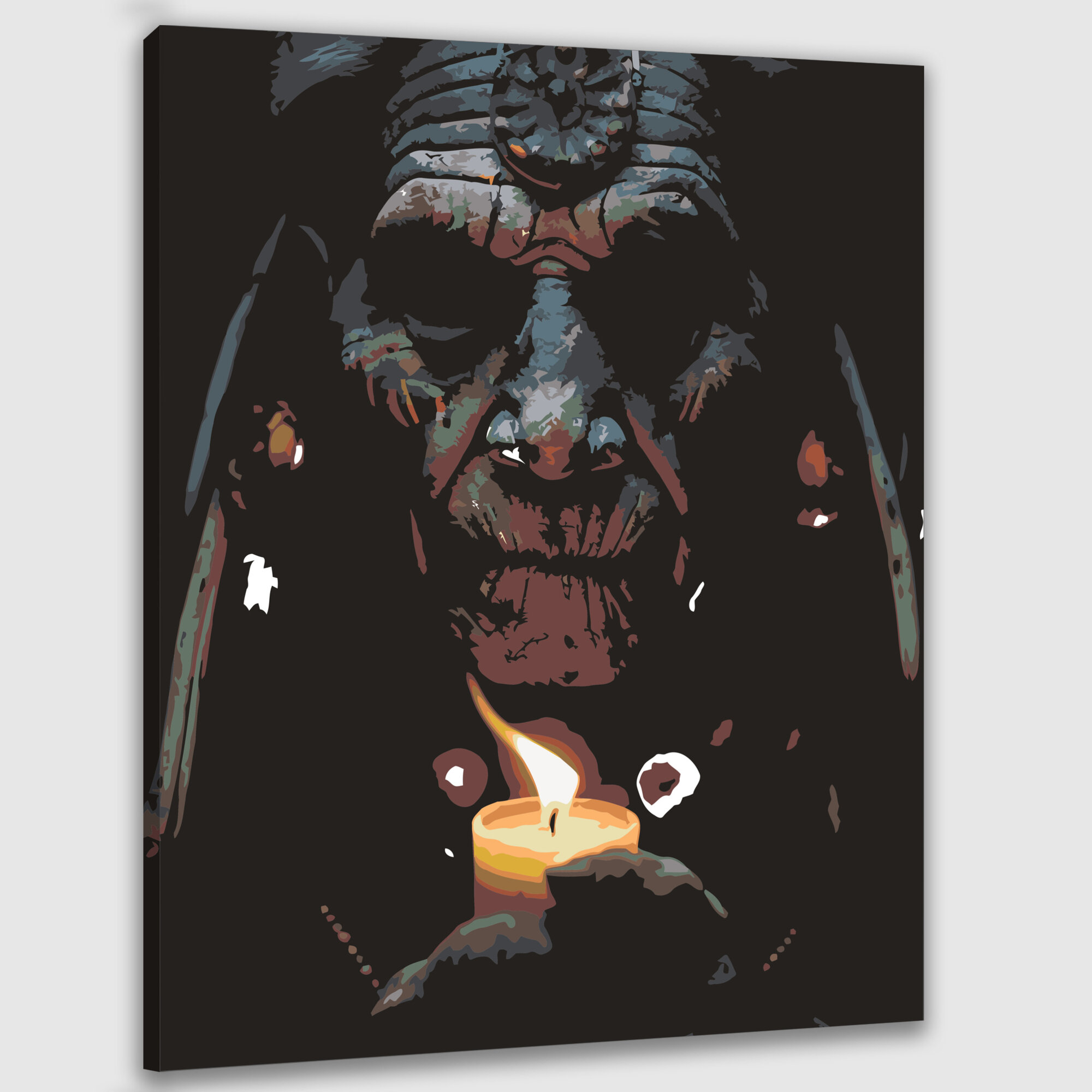 Картина по номерам 40x50 см, шаман, напряженный взгляд, священная церемония, разрисованные лица, символы