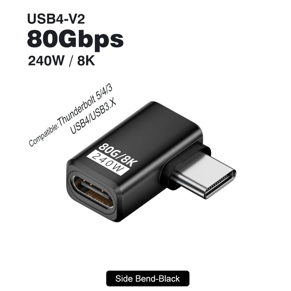 USB4 V2 Type-C 80 Гбит/с черный Side Bend