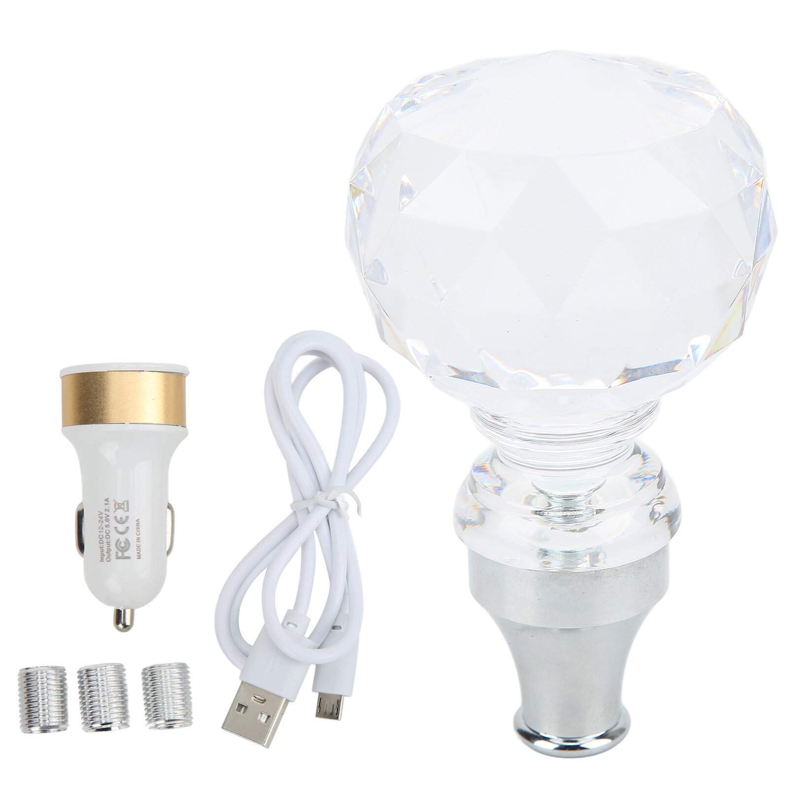 Универсальный хрустальный рычаг КПП в форме алмаза с LED (7 цветов, режим дыхания)