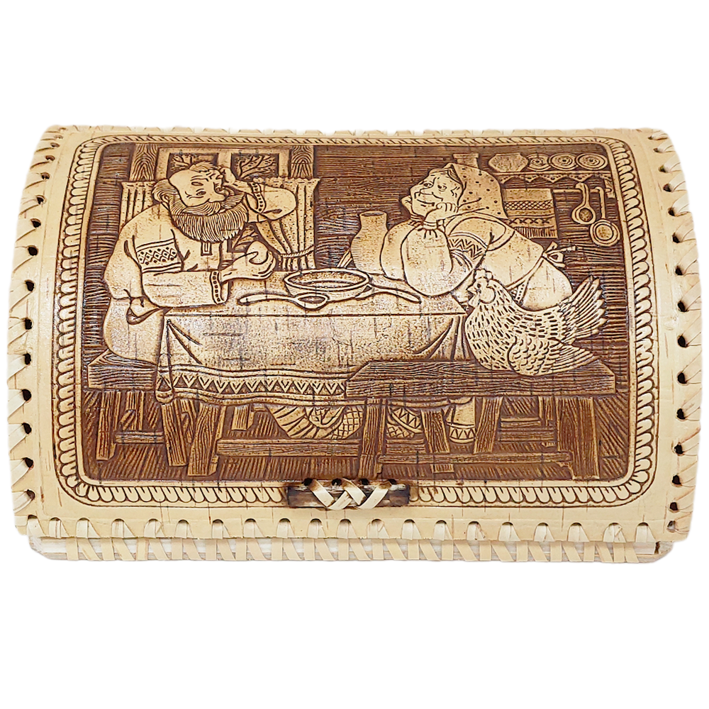 Хлебница из бересты ручной работы "Дед да баба"