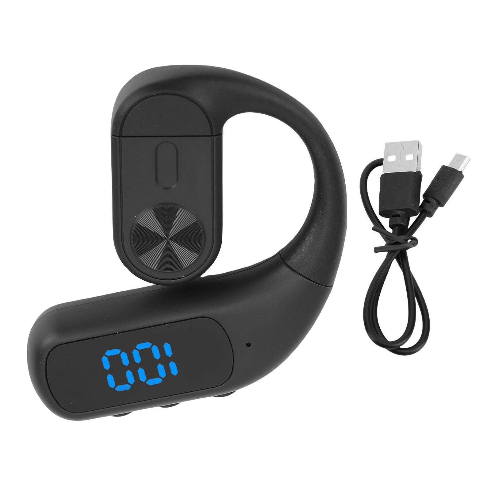 Беспроводные наушники Bluetooth стерео с заушным креплением, для бизнеса и спорта, с шумоподавлением, микрофоном и цифровым дисплеем, черные.