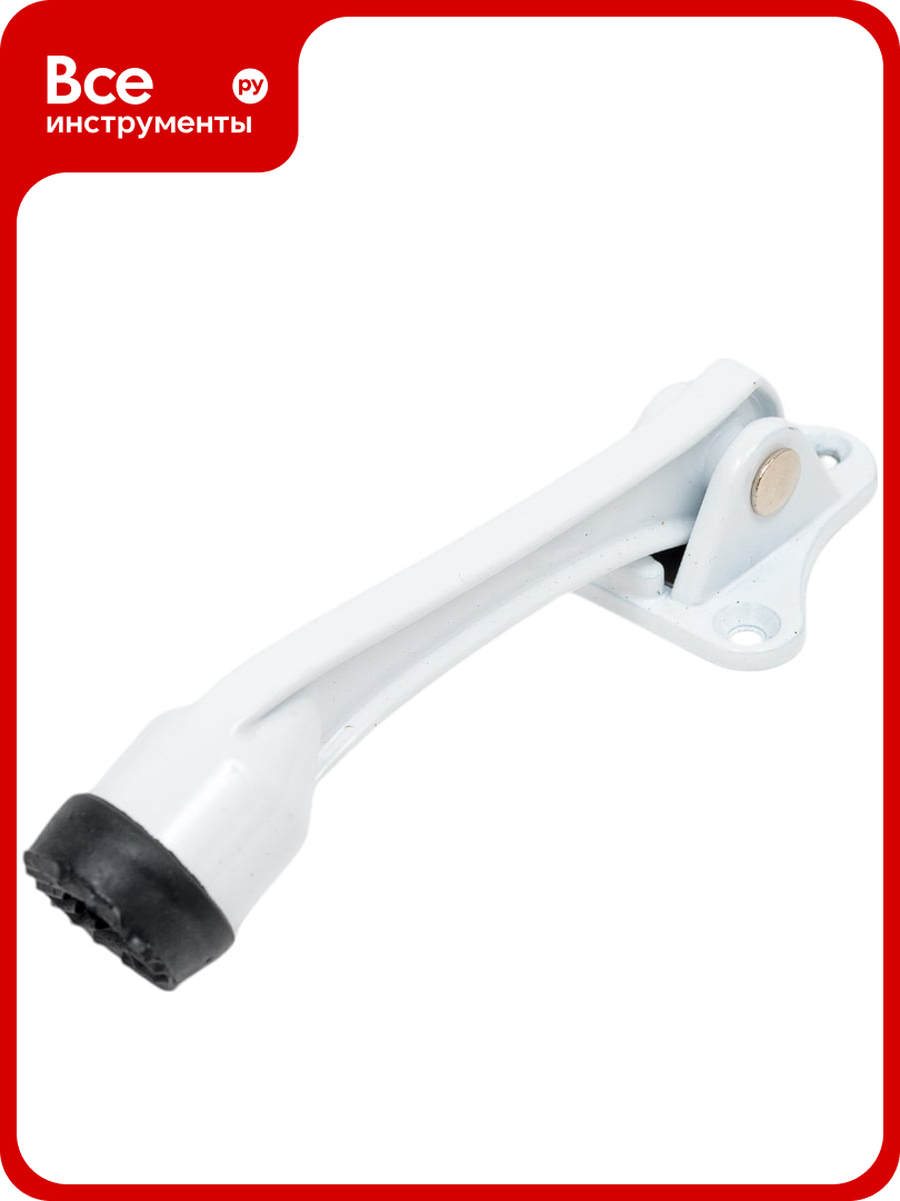 Дверной напольный упор FUARO STOPPER-100 WH (белый) козья ножка, для установки на металлические