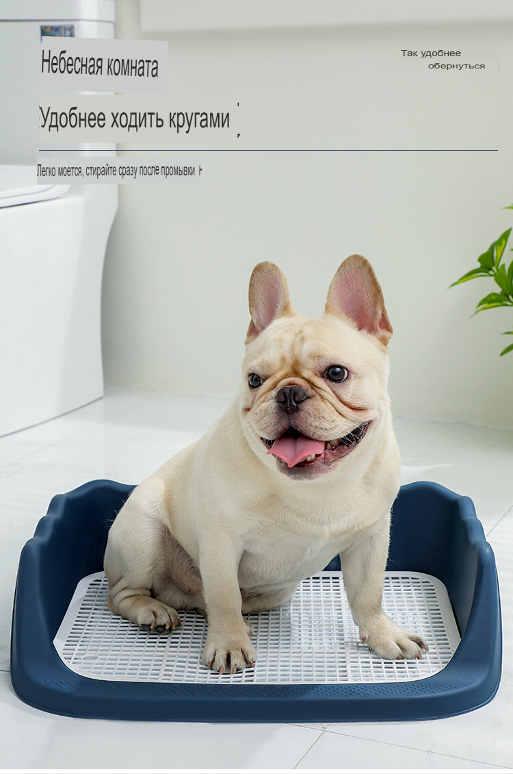 Собачий туалет с высоким забором, собачий горшок-писсуар с большой сеткой 52*42*13 Темно-синий