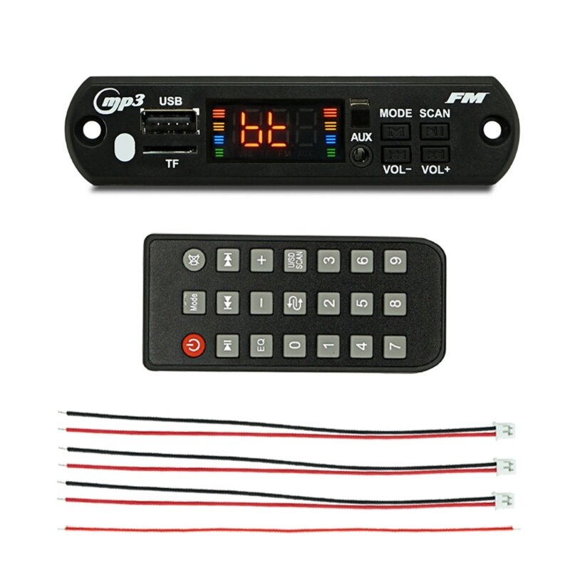 Модуль декодирования MP3 с усилителем 2x40W, поддержкой Bluetooth 5.0, USB, TF-карты, AUX и FM-радио, - силиконовый пульт дистанционного управления