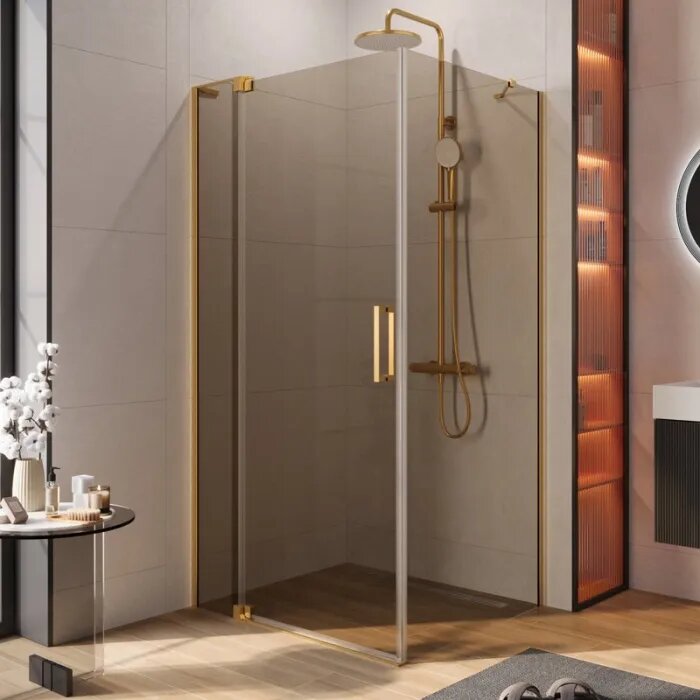 Душевой уголок Cezares Slider AH 1 90-100/110 BR BORO профиль брашированное золото, стекло бронза