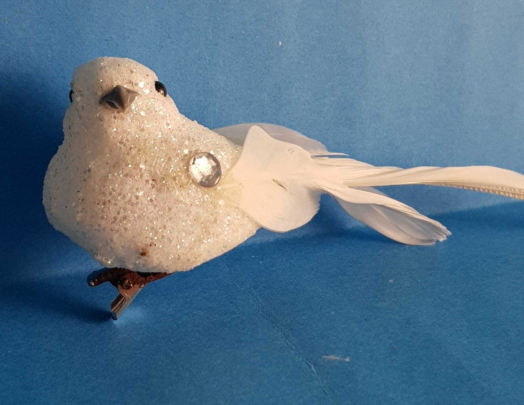 !09 набор 3 штуки - елочная игрушка на клипе "BIRD OF PARADISE" , птичка, цвет белый