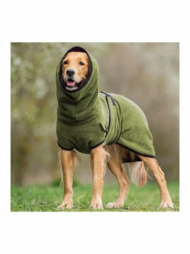 Халат для домашних животных большого размера, армейский зеленый, для впитывания влаги зимой, размер М