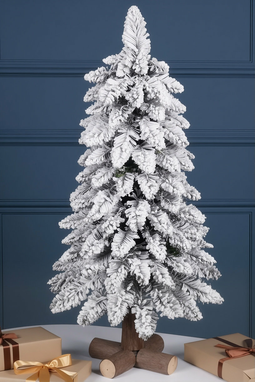 Настольная елка Альпина Wood 75 см заснеженная, ПВХ, с деревянной подставкой, Winter Deco 2000153