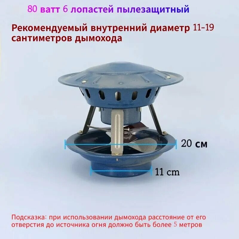 Дымосос для дымохода и камина, Автоматический удалитель дыма, Тягодутьевая машина, Усилитель тяги, Для печи, бани, гаража (220В)