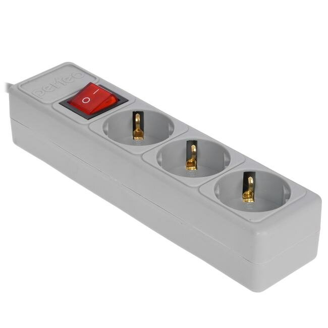 Perfeo Сетевой фильтр "POWER+", PF_A4667 (3м, 3 розетки, серый (PF-PP-3/3,0-G))