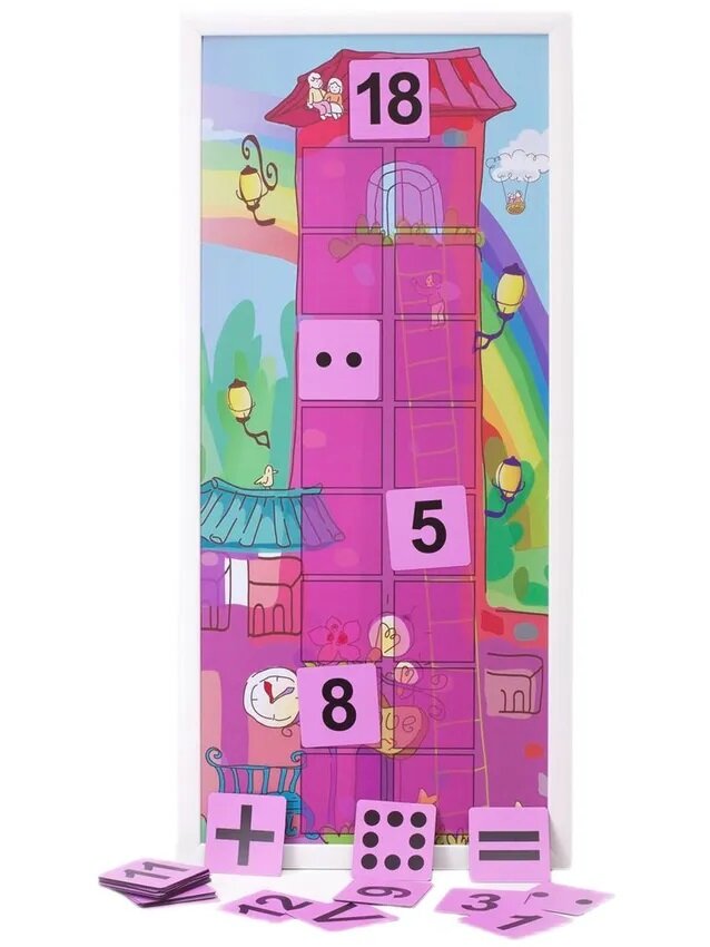 Магнитная доска с комплектом магнитных карточек "Город цифр"