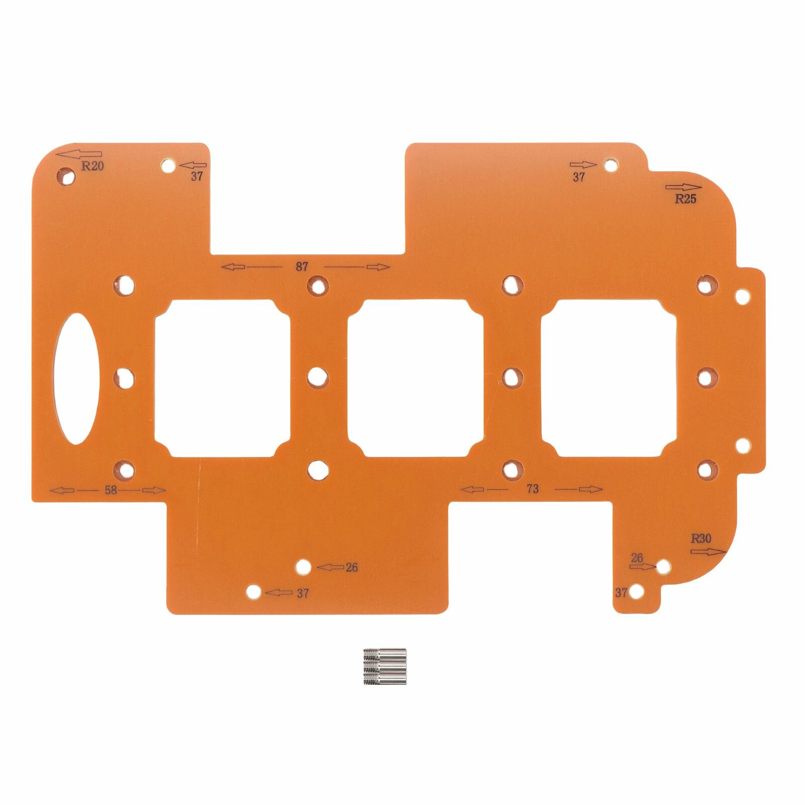 Шаблон для фрезерования 3 в 1, отверстие 70x60 мм, R20 R25 R30, регулируемый