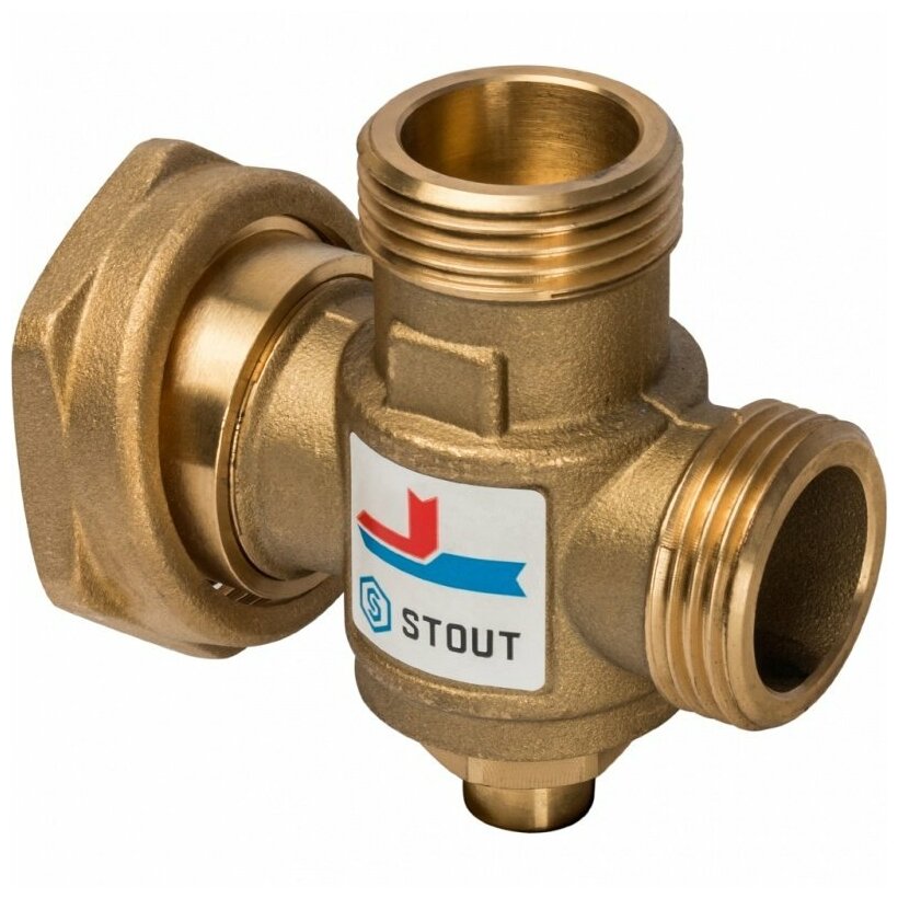Трехходовой термостатический клапан G 1" M-G 1"1/2 F-G 1" M 70°C STOUT