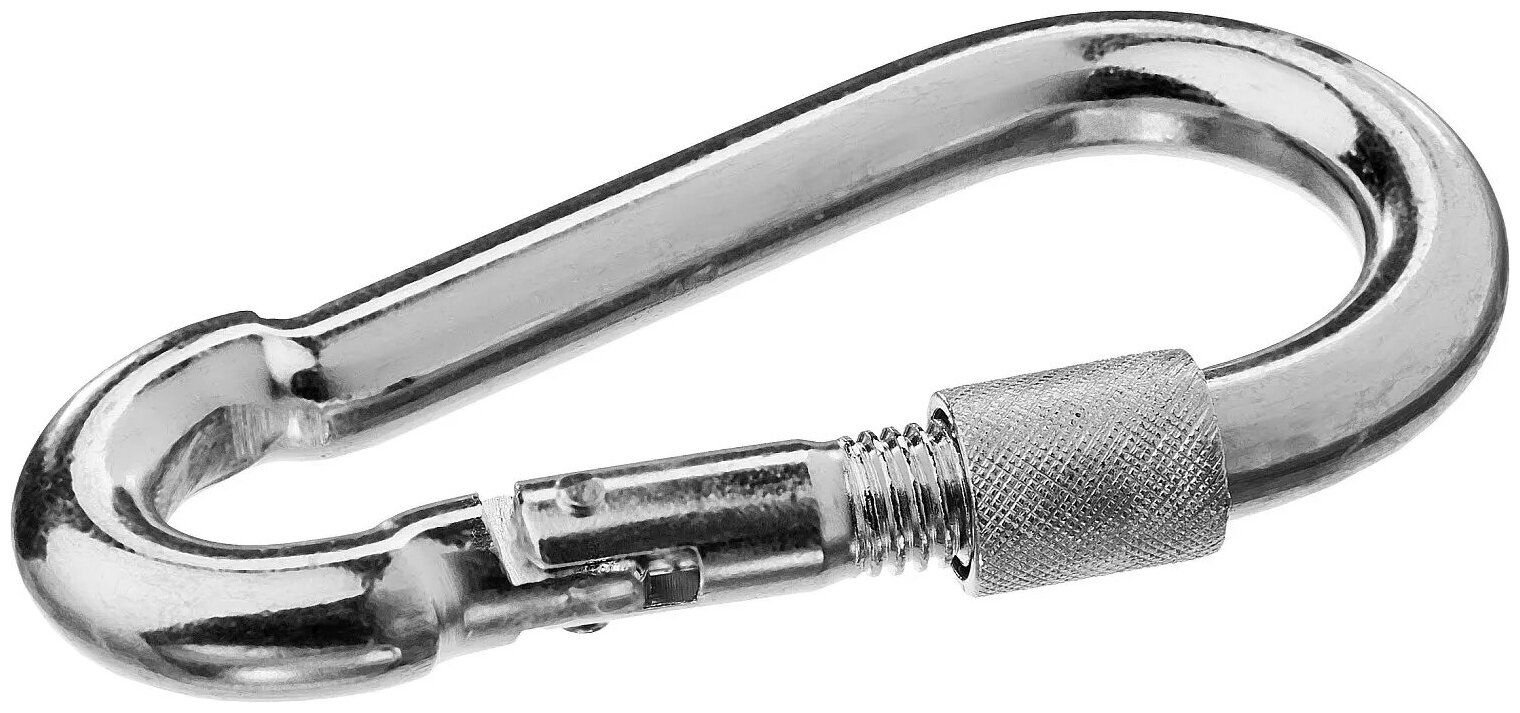 Карабин с предохранительной гайкой DIN 5299D, 6мм, 40 шт, оцинкованный, ЗУБР