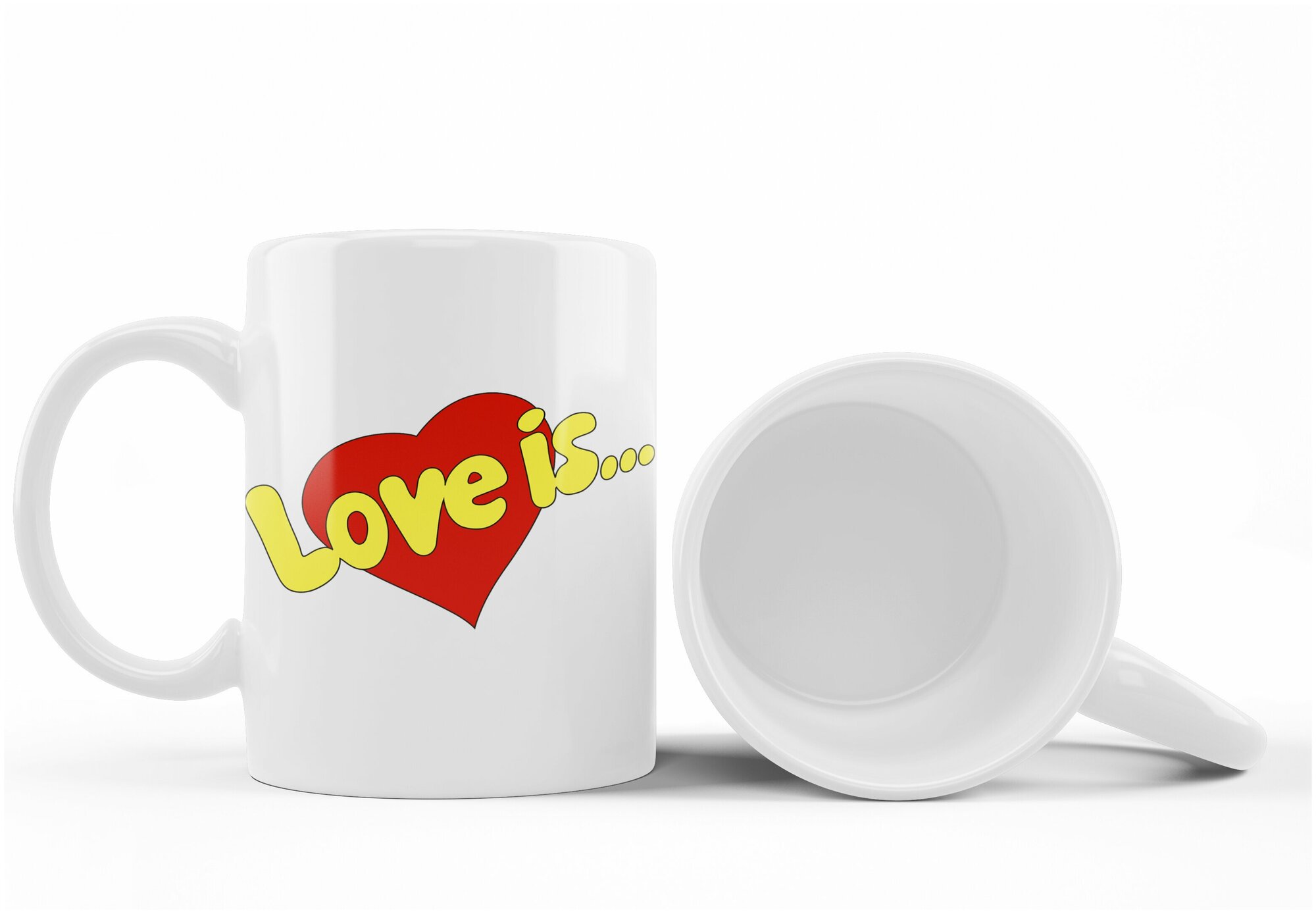 Кружка с принтом, сердцем, арт "Love is", 300 мл, подарочная