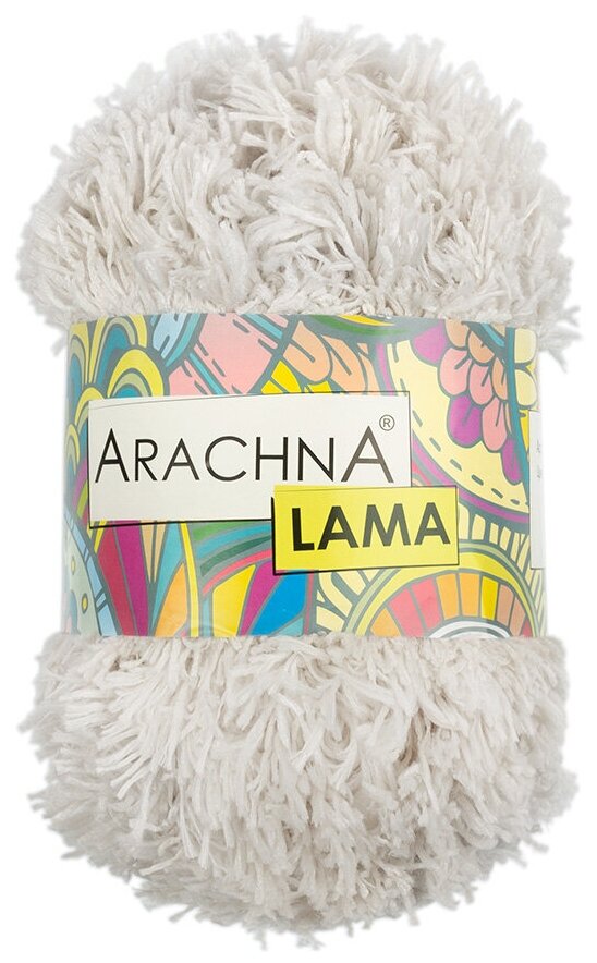 Пряжа плюшевая ARACHNA "LAMA" 5 шт. по 200 г 100 м 100% микрополиэстер №22 св. серый