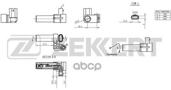 Датчик Положения Коленвала Citroen Jumper 11- Peugeot Boxer 11- Ford Transit VII 06- Land Rover D Zekkert арт. se-4013