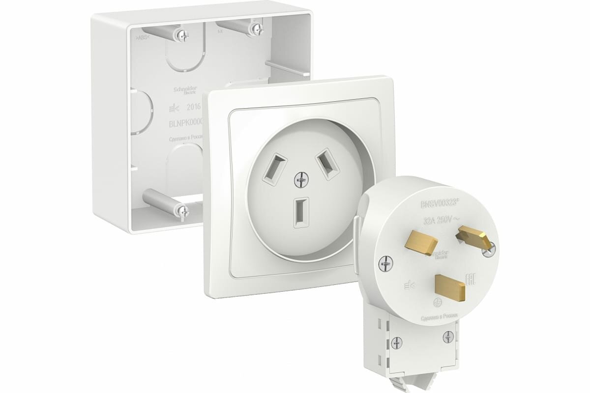 Systeme Electric Blanca наружный силовой комплект 32 А 250 В розетка вилка SE BLNSK003231