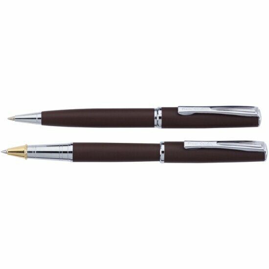Подарочный набор Pierre Cardin PEN&PEN: ручка шариковая + роллер. Цвет - коричневый матовый. Упаковка Е.