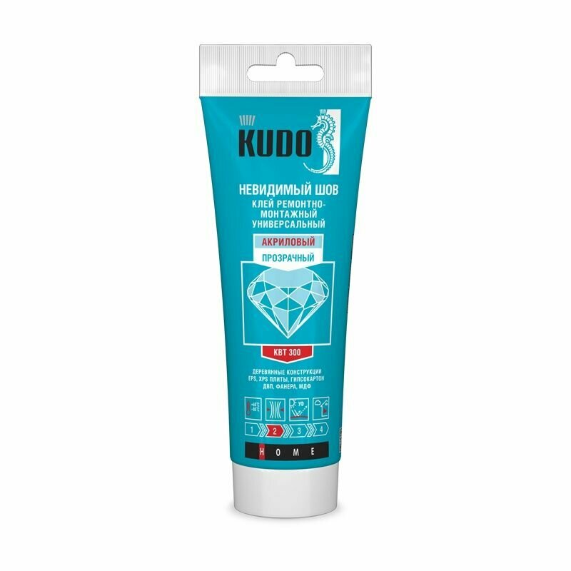 Клей ремонтно-монтажный невидимый шов универсальный на акриловой основе 200мл прозрачный Kudo