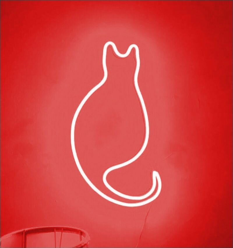 Неоновый светильник Elmarto Кот, 50х29 см, красный