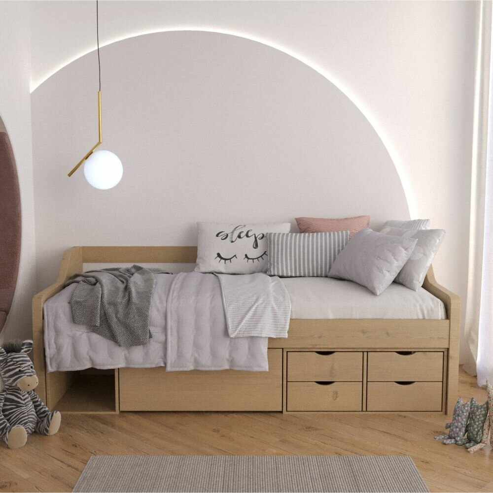 Детская кровать с ящиками 70x190 Анюта цвет Сосна