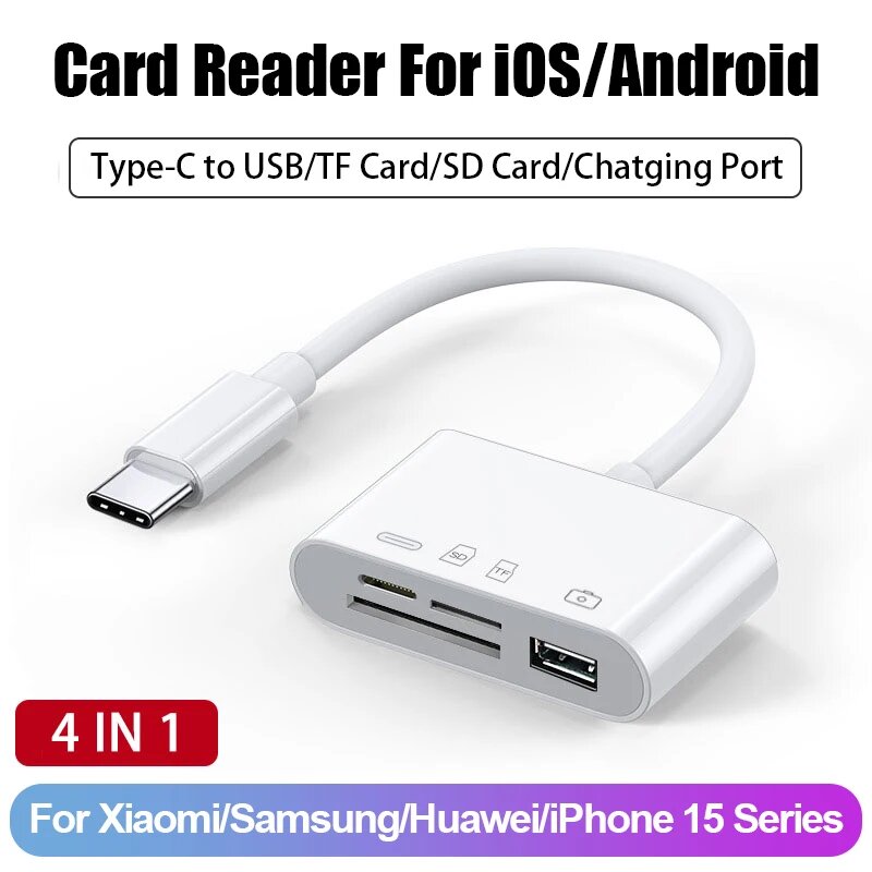 Для чтения карт памяти iOS на SD TF адаптер 5 в 1 USB OTG с портом зарядки для iPhone 4 IN 1 Type-C
