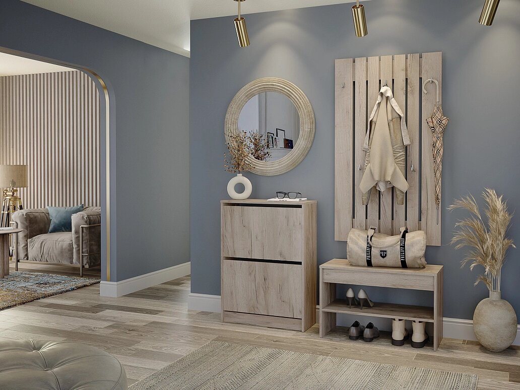 Прихожая MebelVia "Лофт 4", дуб серый, ЛДСП, механизм обувницы пластик, ширина 148 см