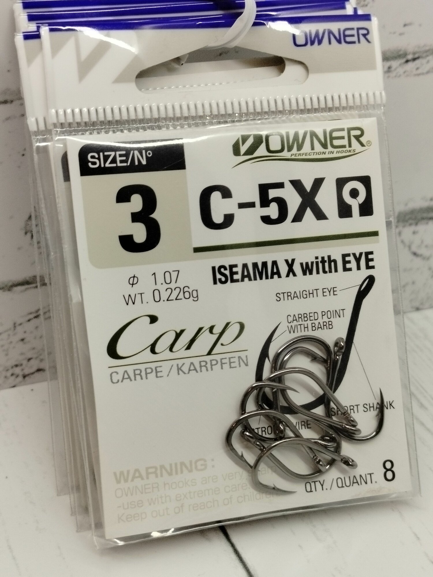 OWNER Крючок рыболовный С-5Х №3-5уп (40шт)ISEАMА X w/EYE
